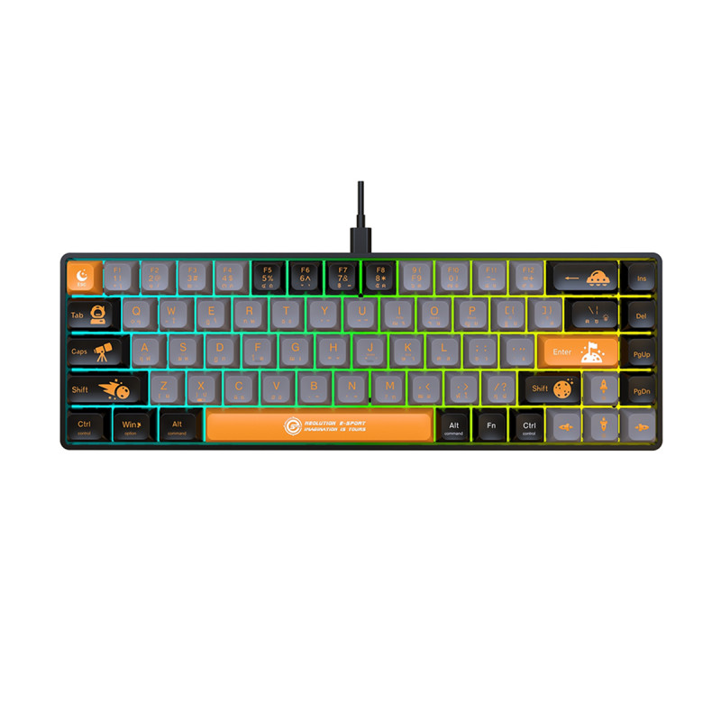 KEYBOARD (คีย์บอร์ด) NEOLUTION E-SPORT GALACTUS TRI-MODE (ORANGE-GREY ...