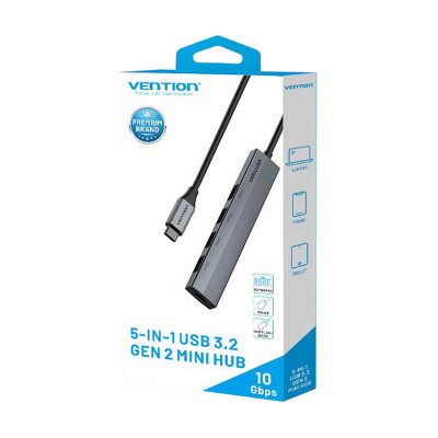 USB-C HUB (ยูเอสบีซีฮับ) VENTION USB-C TO USB 3.2 GEN 2 TYPE-A X 4 MINI HUB WITH USB-C POWER ...