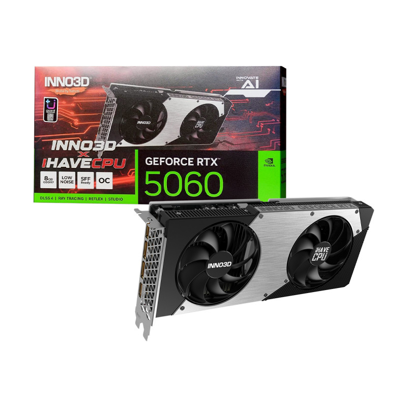 VGA(การ์ดจอ) INNO3D GEFORCE RTX 5060 TWIN X2 OC x iHAVECPU - 8GB GDDR7 (N50602-08D7X-195070C) (3Y)