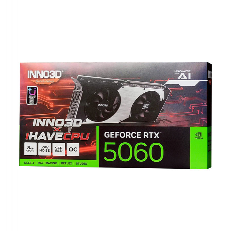 VGA(การ์ดจอ) INNO3D GEFORCE RTX 5060 TWIN X2 OC x iHAVECPU - 8GB GDDR7 (N50602-08D7X-195070C) (3Y)
