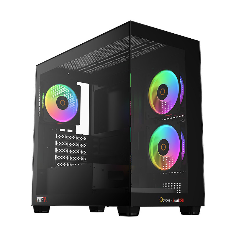 CASE (เคส) OCYPUS x iHAVECPU GAMMA C52 ARGB (BLACK)(mATX) (2Y)