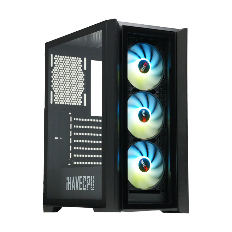 CASE (เคส) iHAVECPU IHC 401TG (BLACK)(ATX)