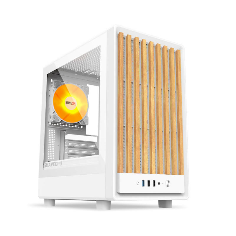 CASE (เคส) iHAVECPU IHC 102 WOOD (WHITE)(mATX) (1Y)