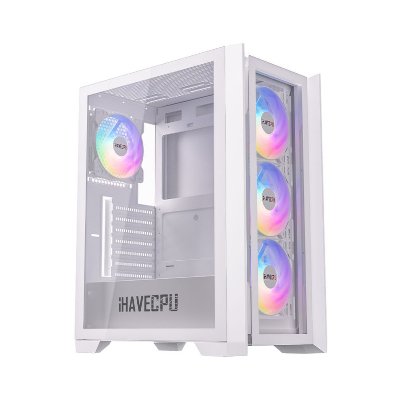 CASE (เคส) iHAVECPU IHC 401TG (WHITE)(ATX)