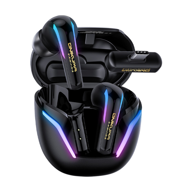 HEADSET (หูฟัง) ONIKUMA T27 TRUE WIRELESS GAMING EARBUDS (BLACK) (2Y)