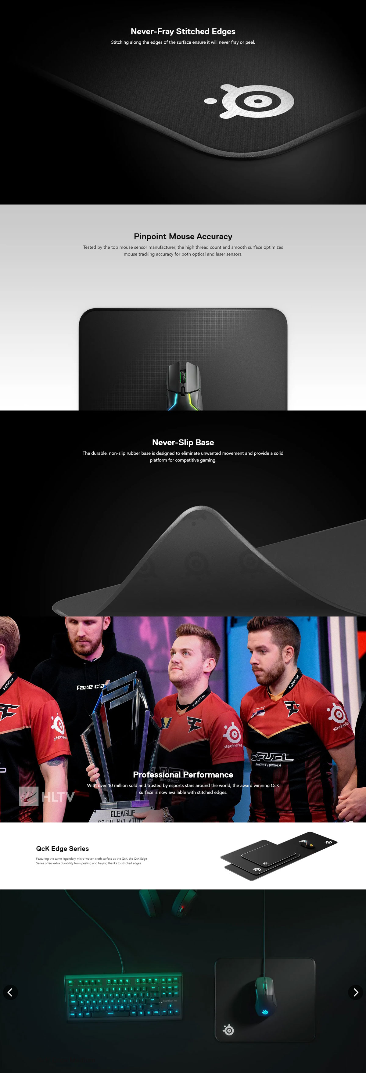 MOUSE PAD (แผ่นรองเมาส์) STEELSERIES QCK EDGE (SIZE M) (320 x 270 x 2mm)