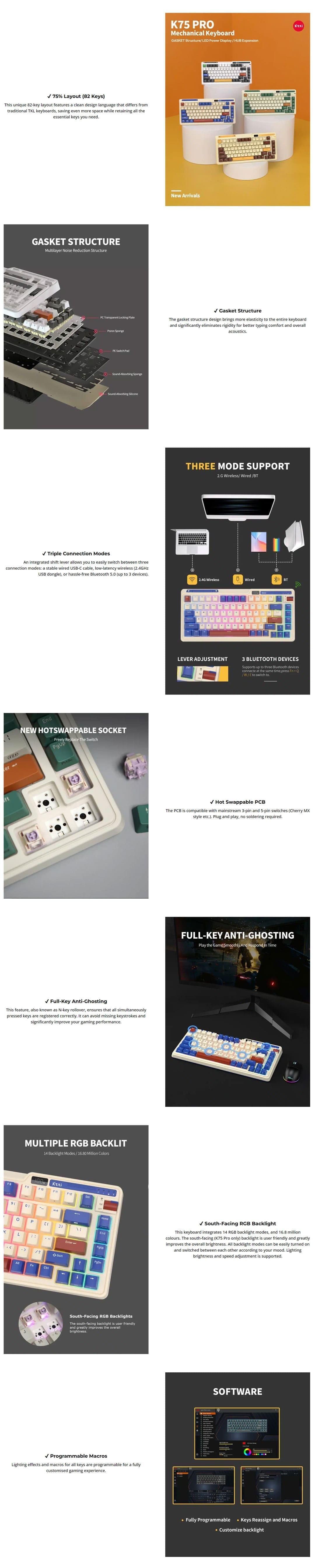 KEYBOARD (คีย์บอร์ด) KZZI K75 PRO ARCADE GAMES (ETERNITY TACTILE SWITCH ...