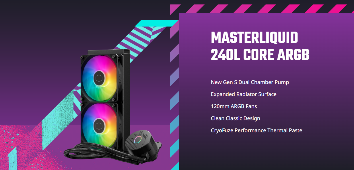 LIQUID COOLER (ชุดน้ำปิด) COOLER MASTER MASTERLIQUID 240L CORE ARGB (BLACK)